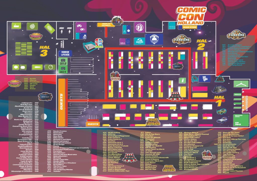 Bekijk het grondplan van Comic Con Holland